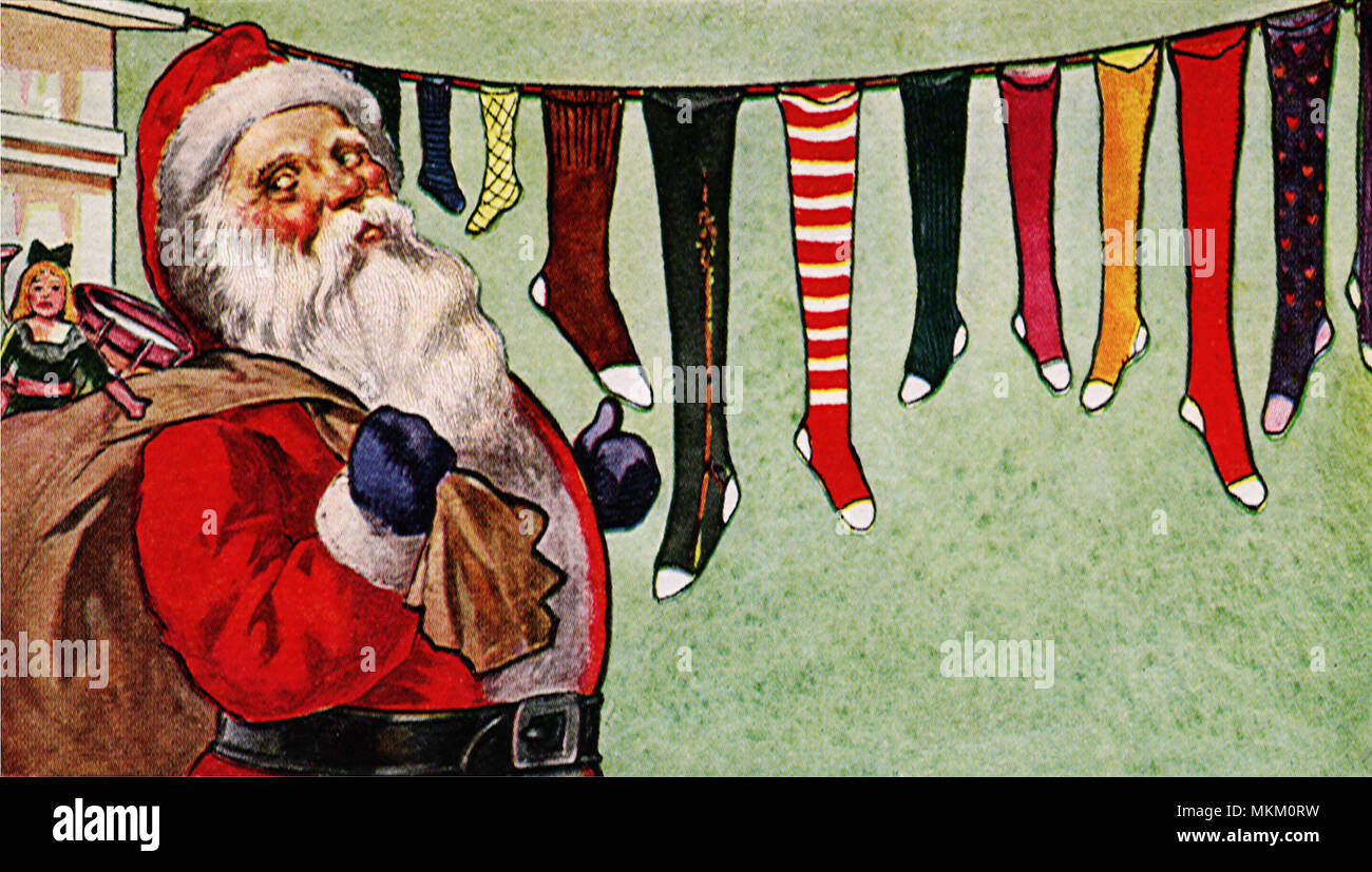 Santa and Stockings Stock Photo - Alamy