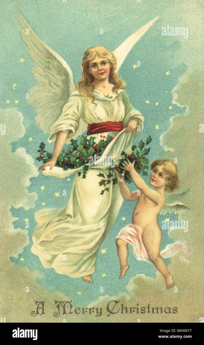 Cherub and Angel in Sky Stock Photo - Alamy