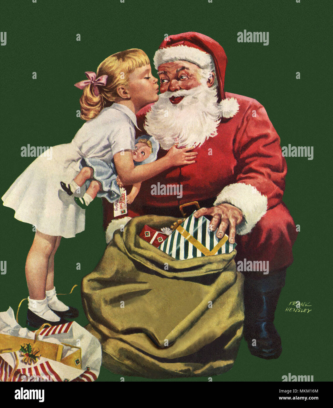 Kissing Santa Claus Stock Photo - Alamy