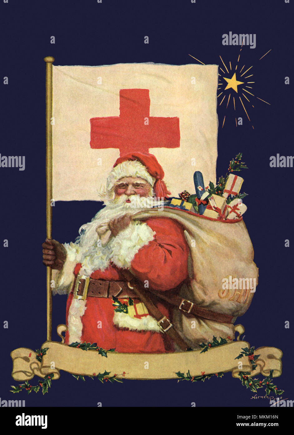 Santa Under Star Stock Photo - Alamy