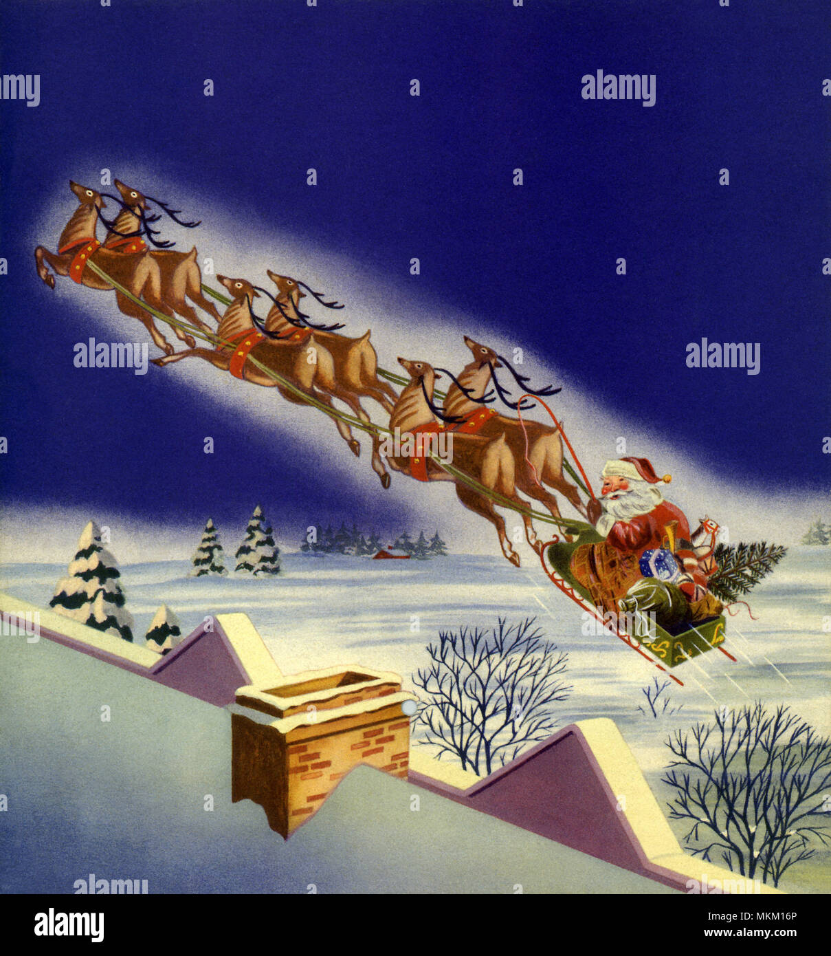 Santa in Sled Stock Photo - Alamy