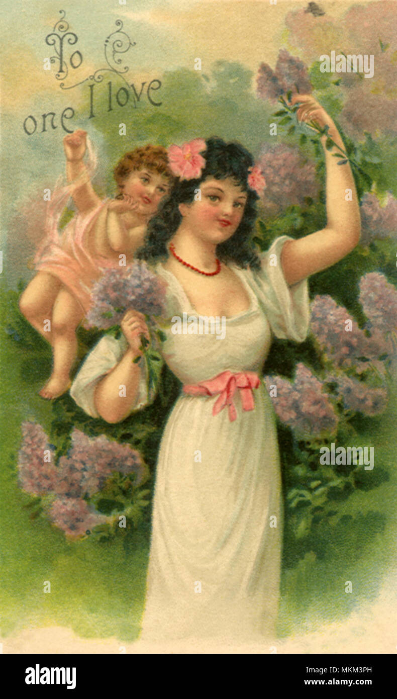 Woman with Cherub Stock Photo - Alamy