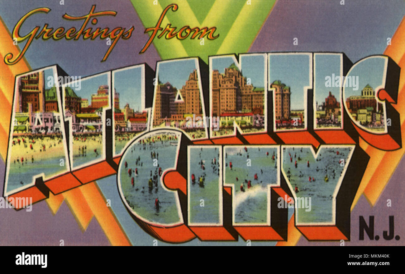 Atlantic City Postcard Stock Photo - Alamy