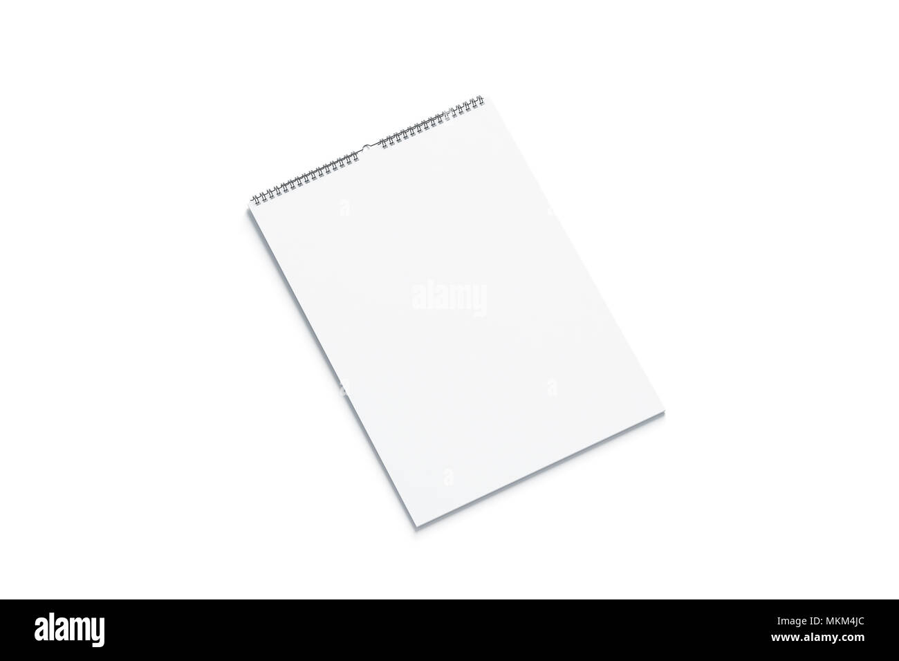 Blank white calendar mock up side view, isolated. Empty almanac a3 ...