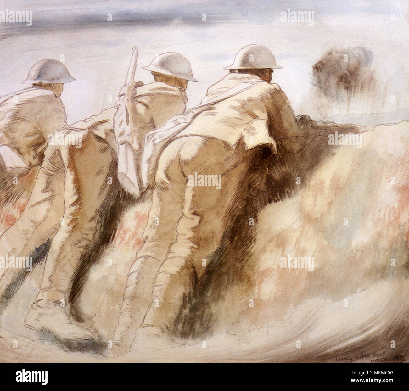 Soldiers Watching Shell Stock Photo - Alamy