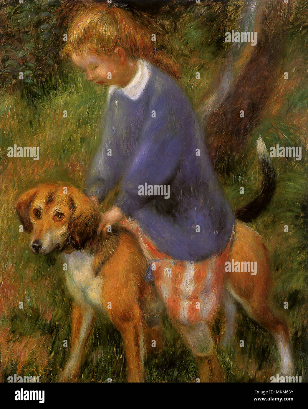 Girl Riding Dog Stock Photo - Alamy