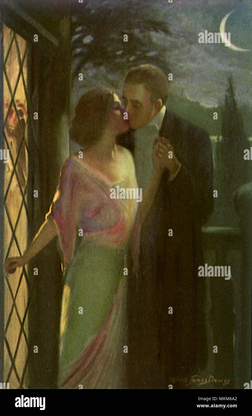 Kissing Under Moon Stock Photo - Alamy