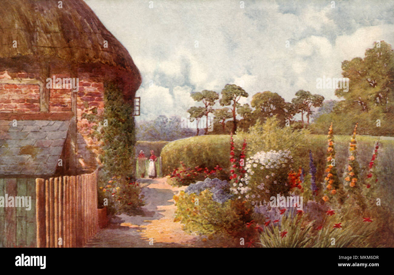 Garden, Hedge, Stone Stock Photo - Alamy