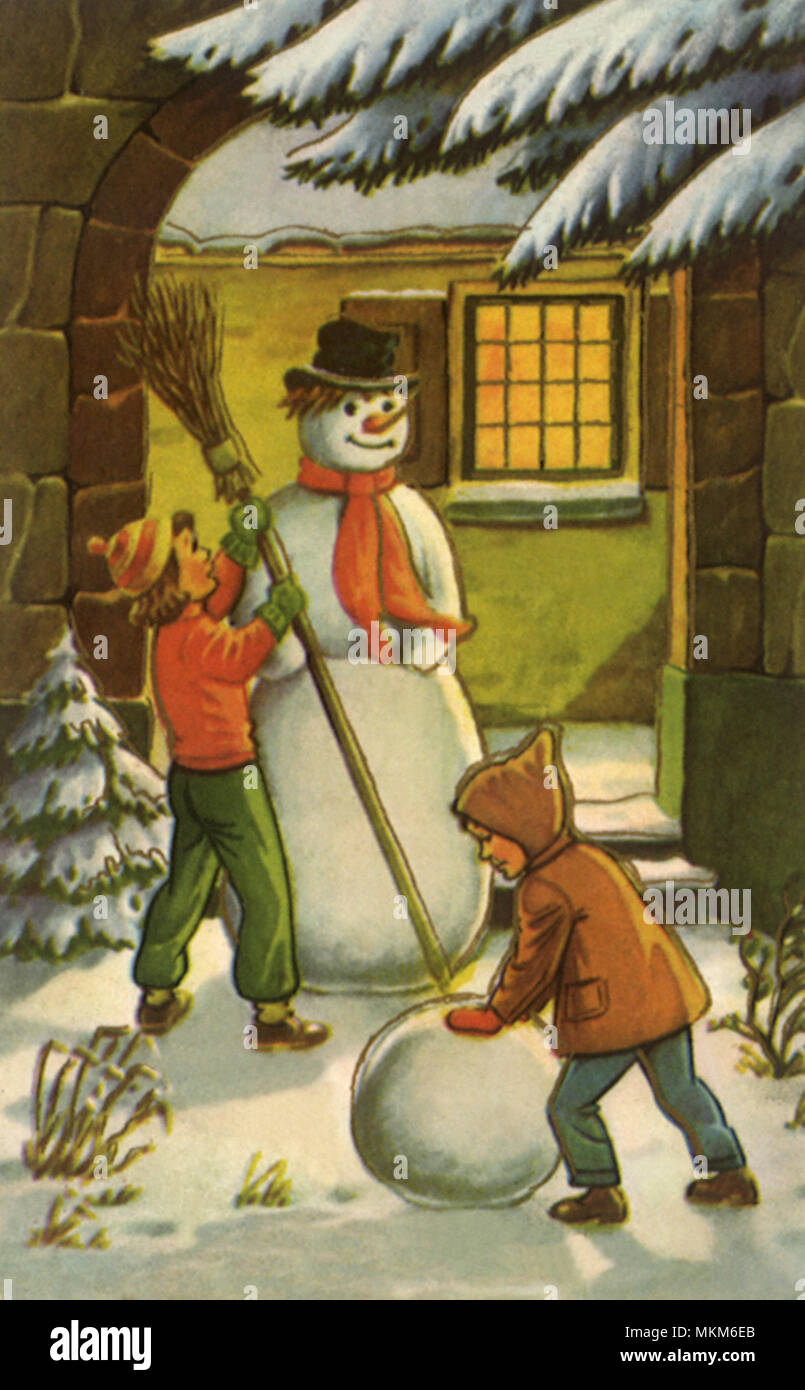 Kids building snowman hi-res stock photography and images - Alamy