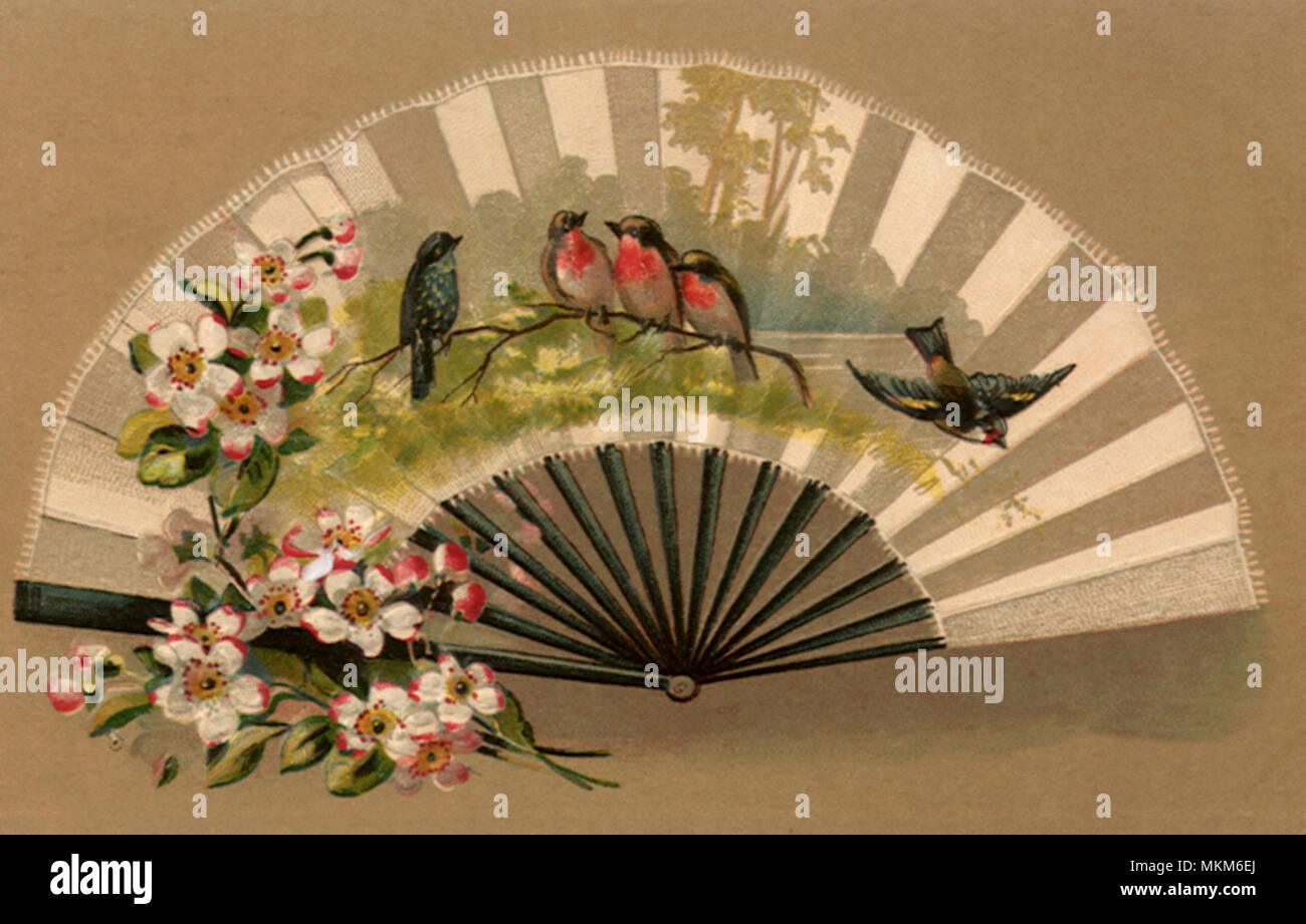 Robin, Fan and Flowers Stock Photo - Alamy