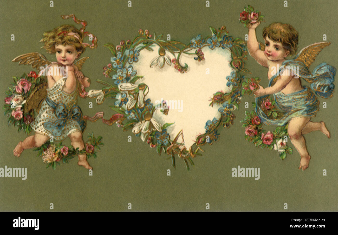 Angels with Floral Heart Stock Photo - Alamy