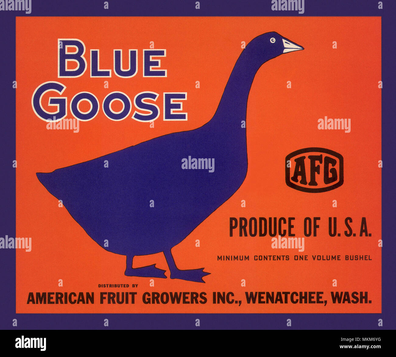 Blue Goose Label Stock Photo - Alamy