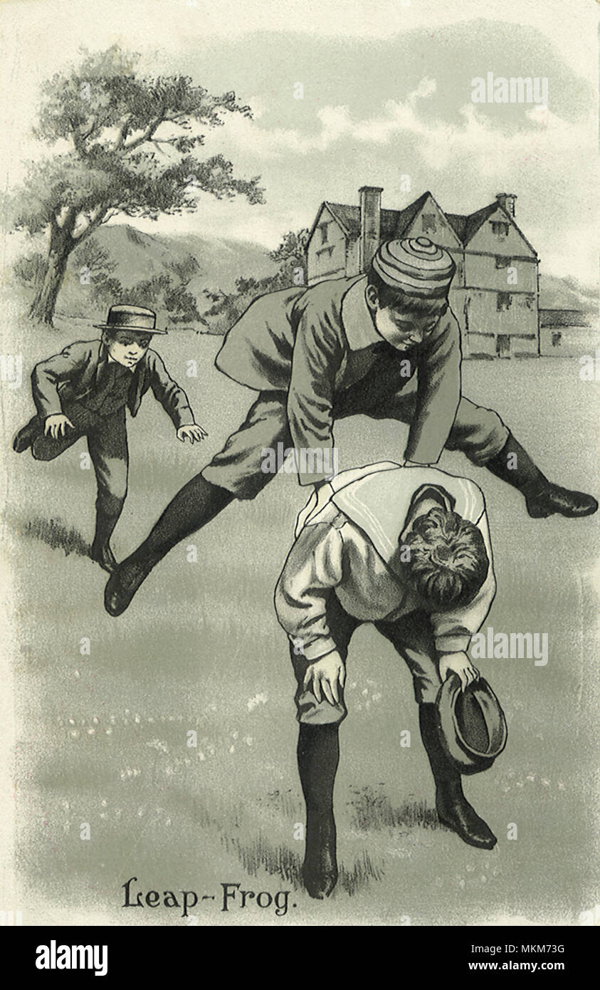 Boys Playing Leapfrog Stock Photo - Alamy