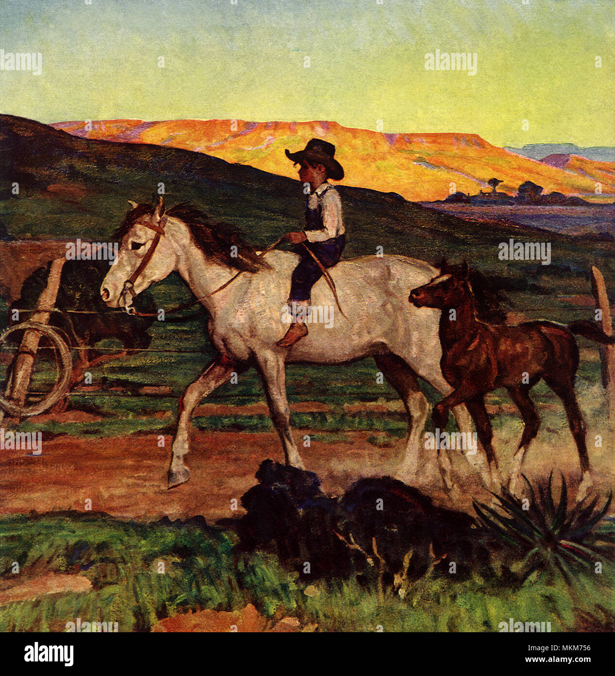 Boy Riding Horse Stock Photo - Alamy