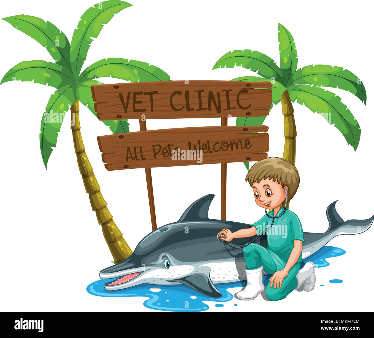 A Vet Doctor Checkup Dolphin at the Zoo illustration Stock Vector Image ...