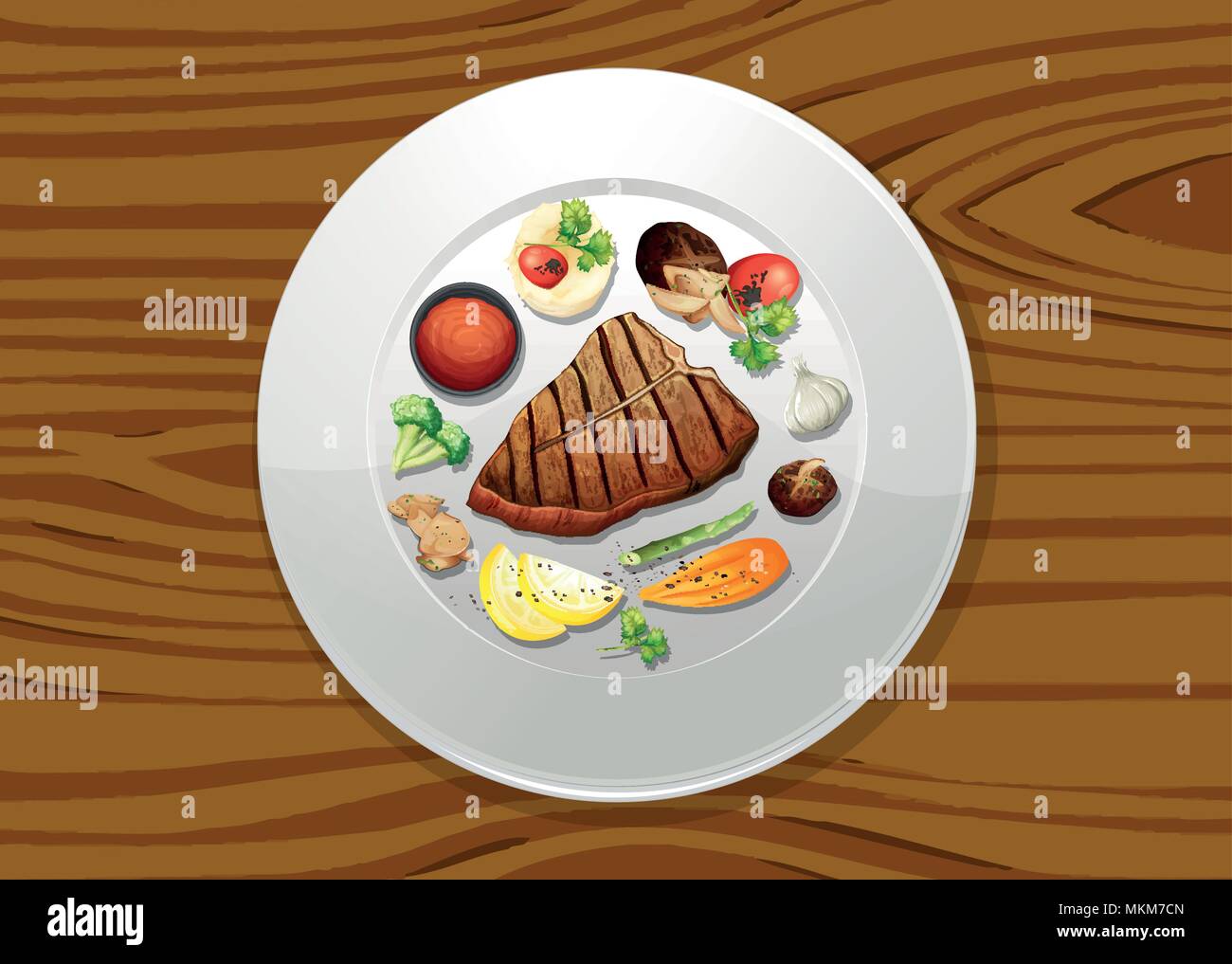 Top view roast meat in Stock Vector Images - Alamy