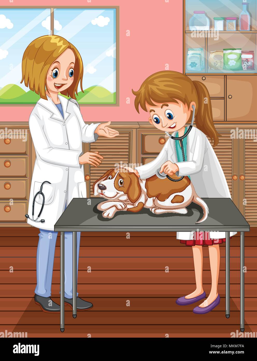Vet and Dog at Clinic illustration Stock Vector Image & Art - Alamy