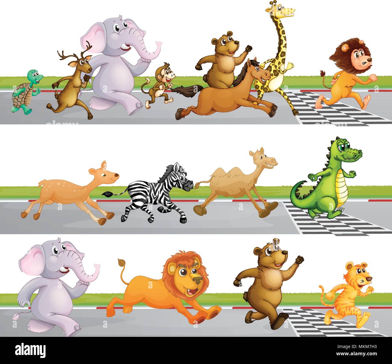 Animals Running Race at Finish Line illustration Stock Vector Image ...