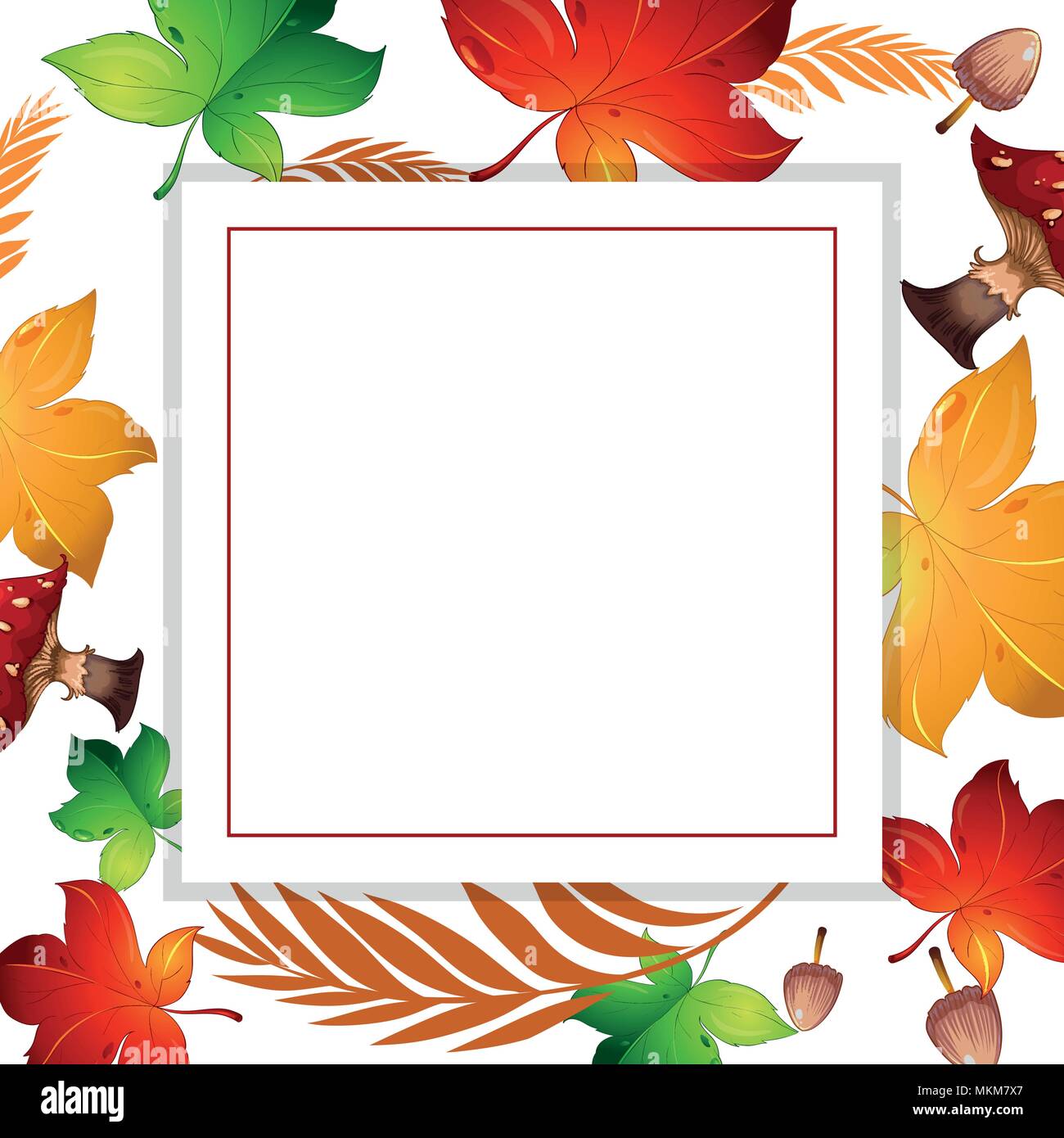 Autumn Leaf and Mushroom Frame illustration Stock Vector Image & Art ...
