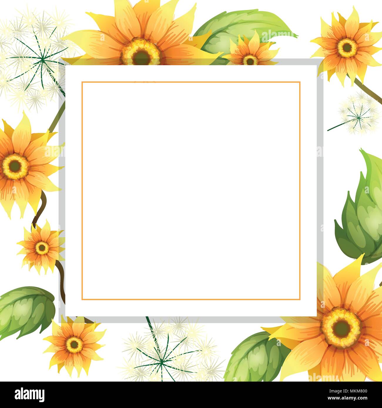 A Beautiful Sunflower Frame illustration Stock Vector Image & Art - Alamy