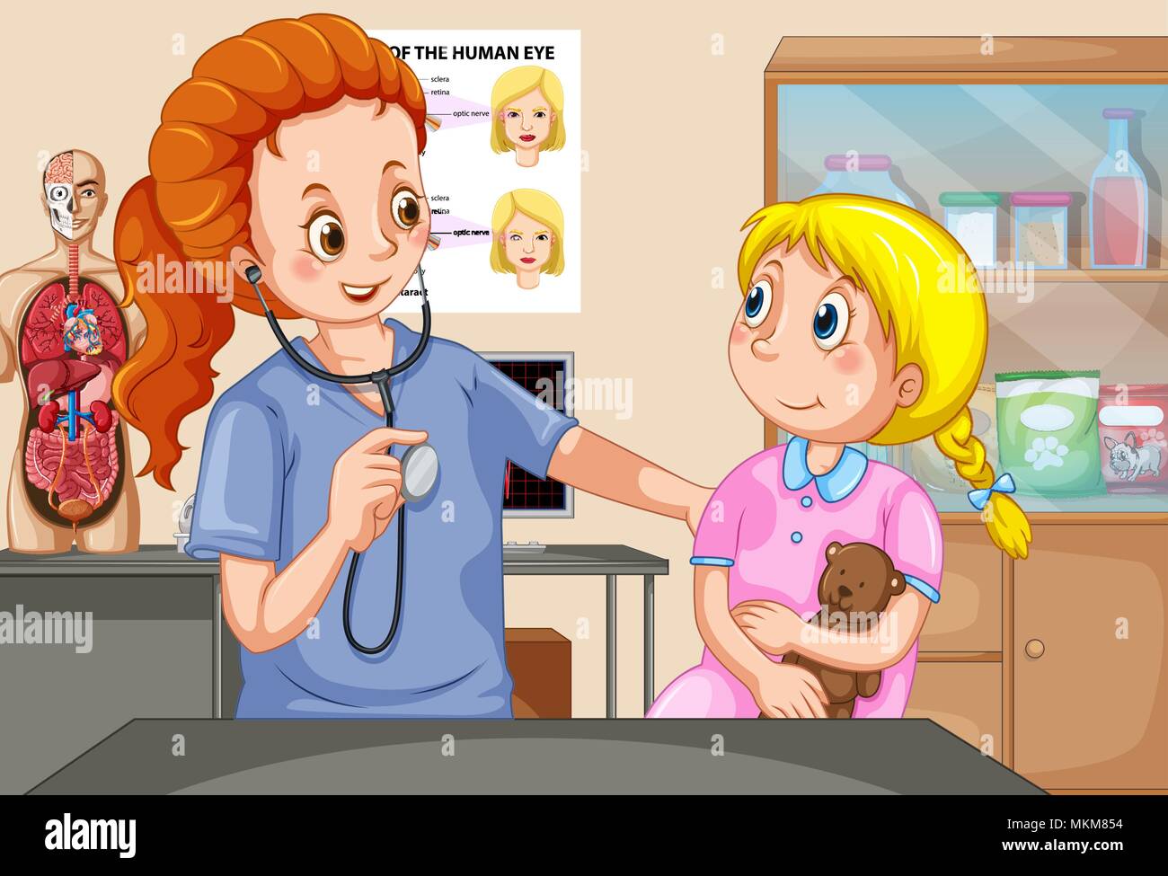A Girl Checkup With Doctor Illustration Stock Vector Image And Art Alamy