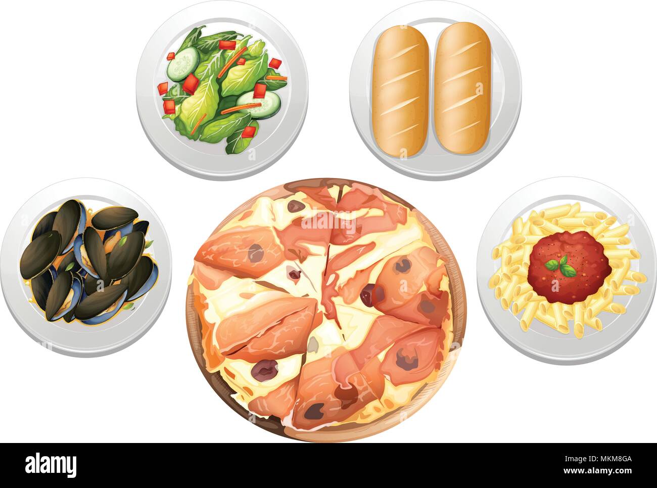 An Italian Pizza Set menu illustration Stock Vector Image & Art - Alamy