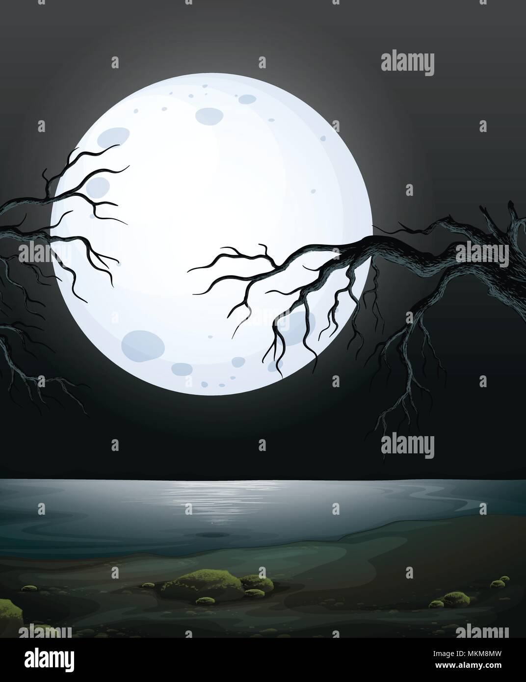 A Scary Dark Night Scene illustration Stock Vector Image & Art - Alamy