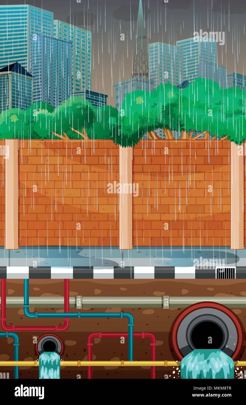 City Underground Water Pipe System illustration Stock Vector Image ...