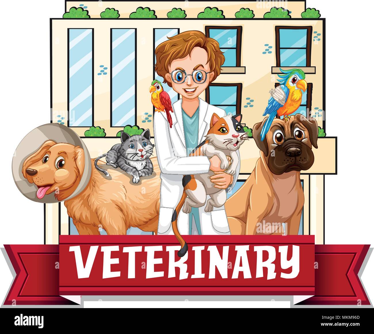 Veterinarian Doctors with pets illustration Stock Vector Image & Art ...