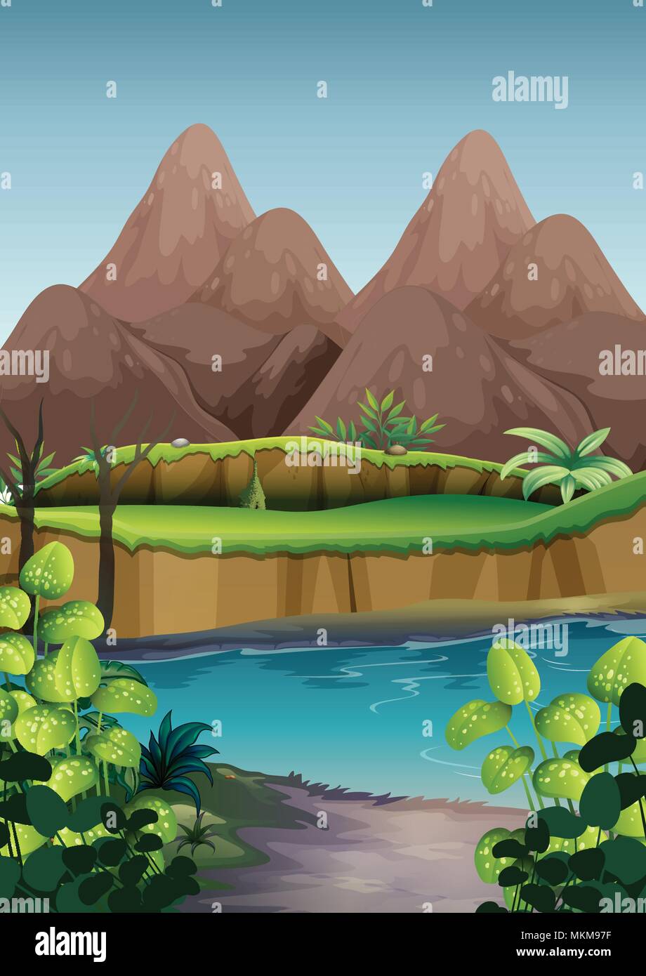 Riverside countryside Stock Vector Images - Alamy