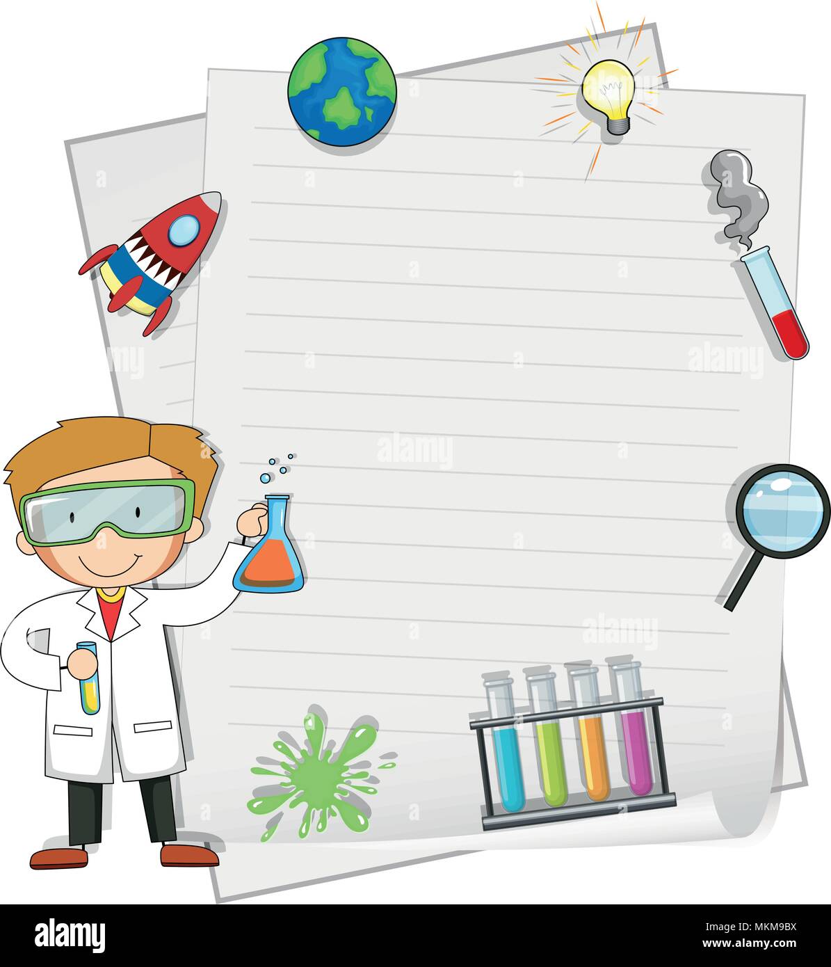 Male Scientist with Note Template illustration Stock Vector Image & Art ...