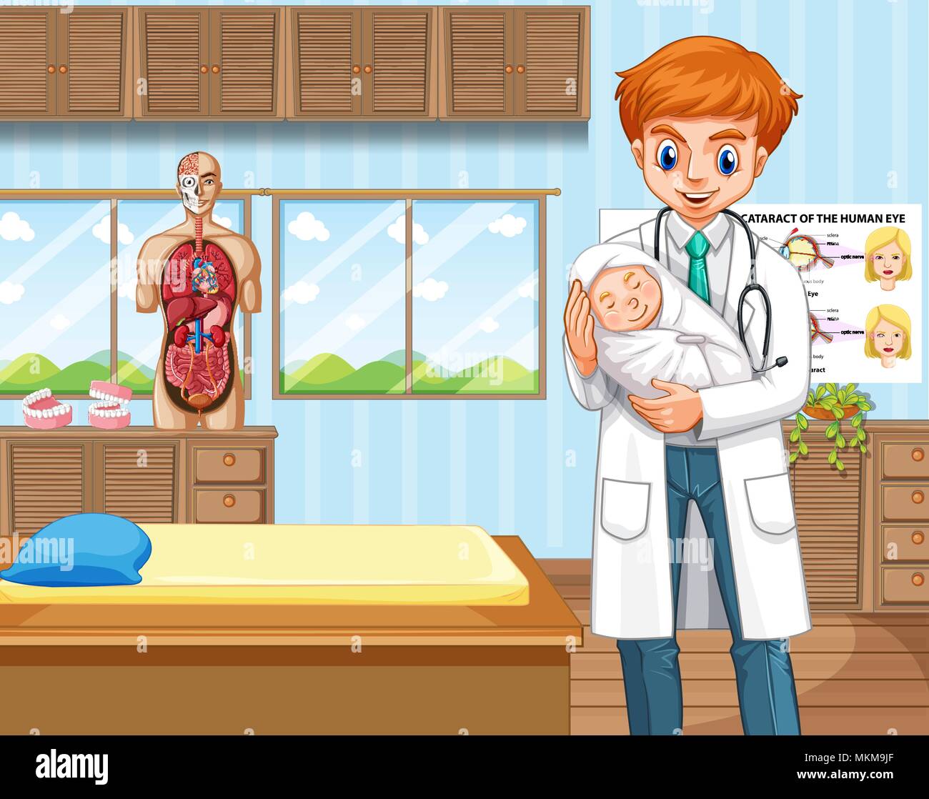 Doctor and baby in hospital illustration Stock Vector Image & Art - Alamy
