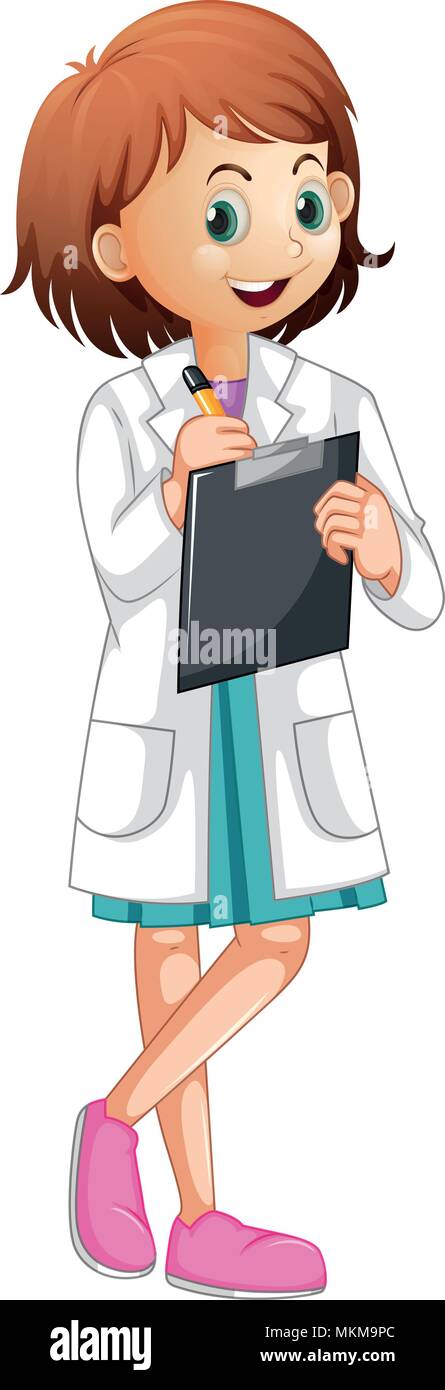 A Female Doctor Writing Report illustration Stock Vector Image & Art ...