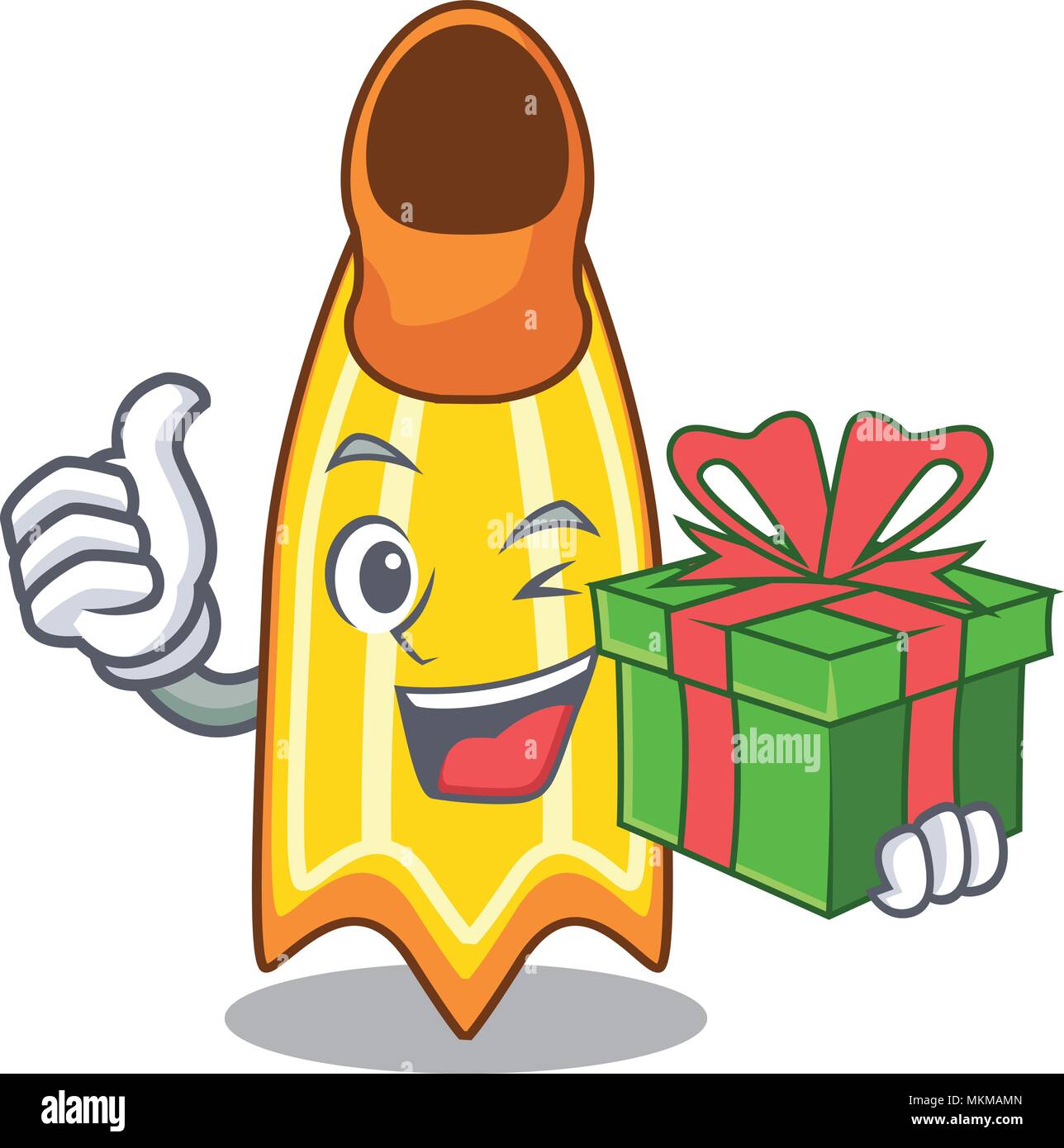 With gift swim fin mascot cartoon Stock Vector Image & Art - Alamy