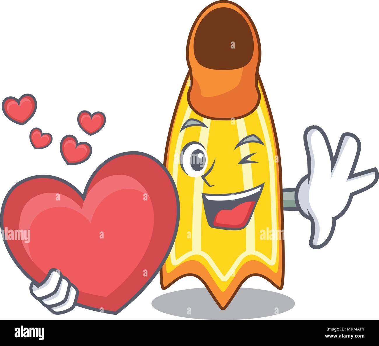 With heart swim fin mascot cartoon Stock Vector Image & Art - Alamy