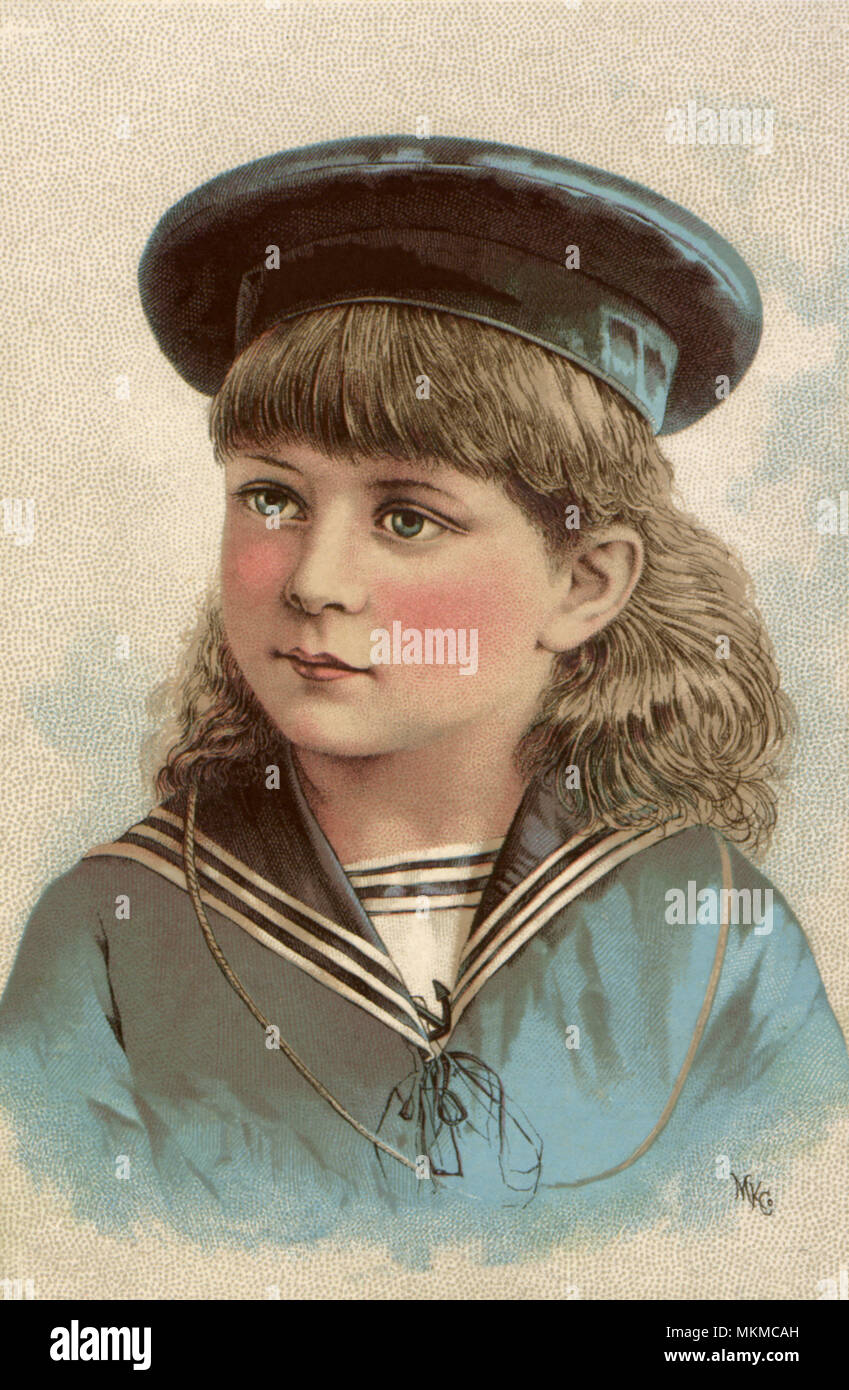 Girl in Sailor's Cap Stock Photo - Alamy