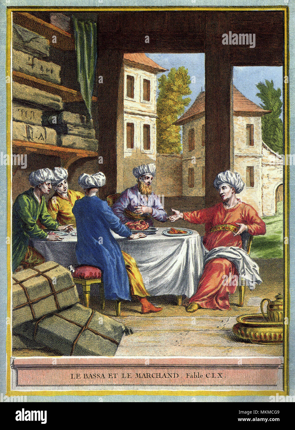 Men Around Food Table Stock Photo - Alamy