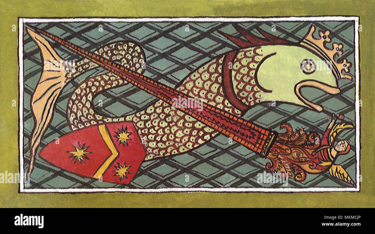 Fish with Crown, Shield Stock Photo - Alamy