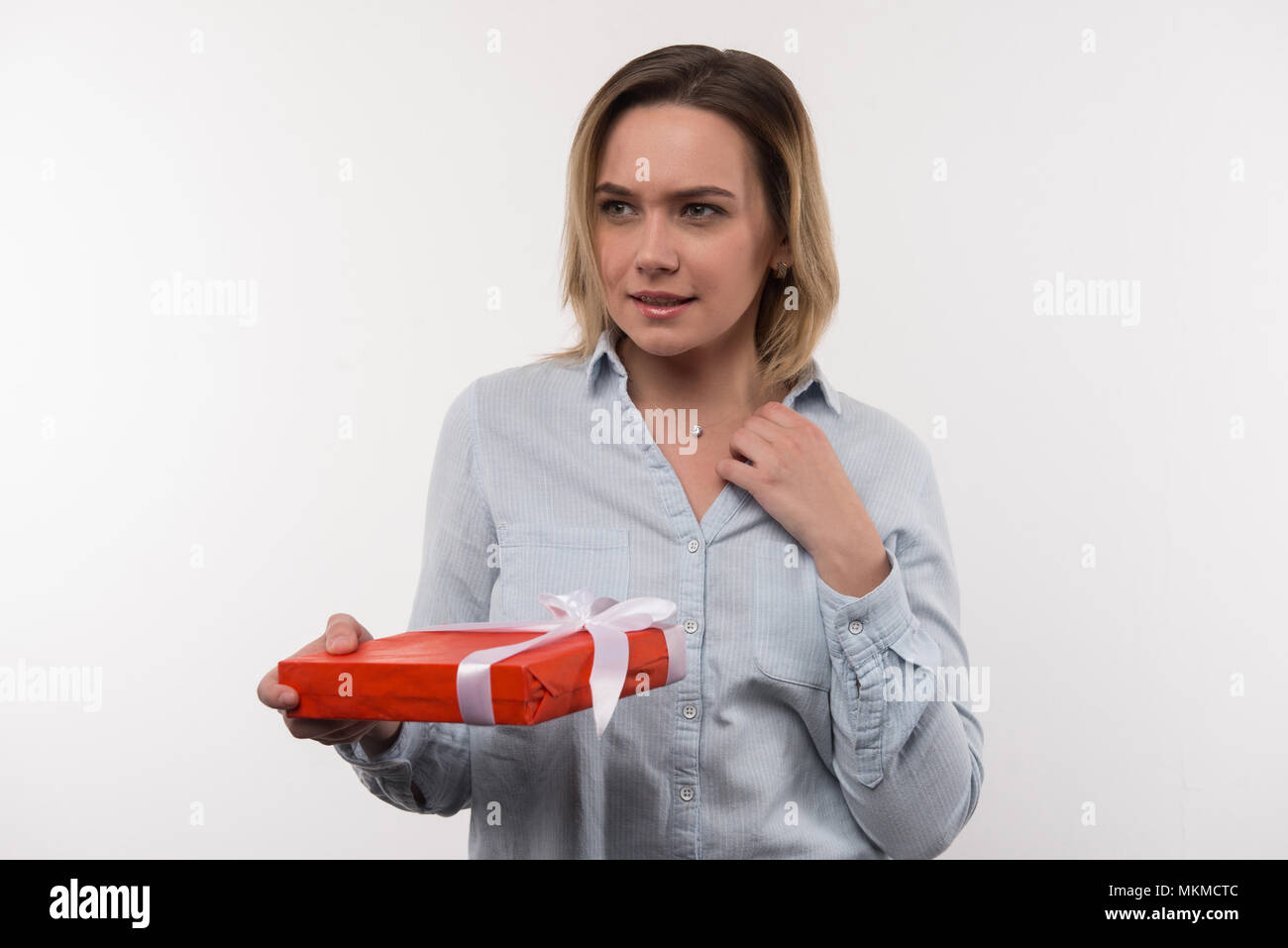 Woman giving nice present hi-res stock photography and images - Alamy