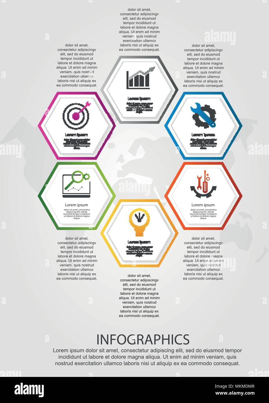 Timeline modern vector illustration 3D. Infographic template with six ...
