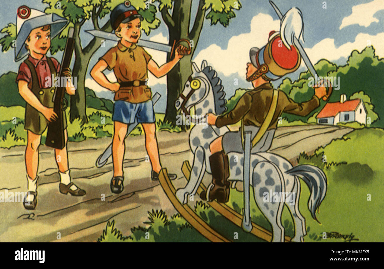 Three children play soldier hi-res stock photography and images - Alamy