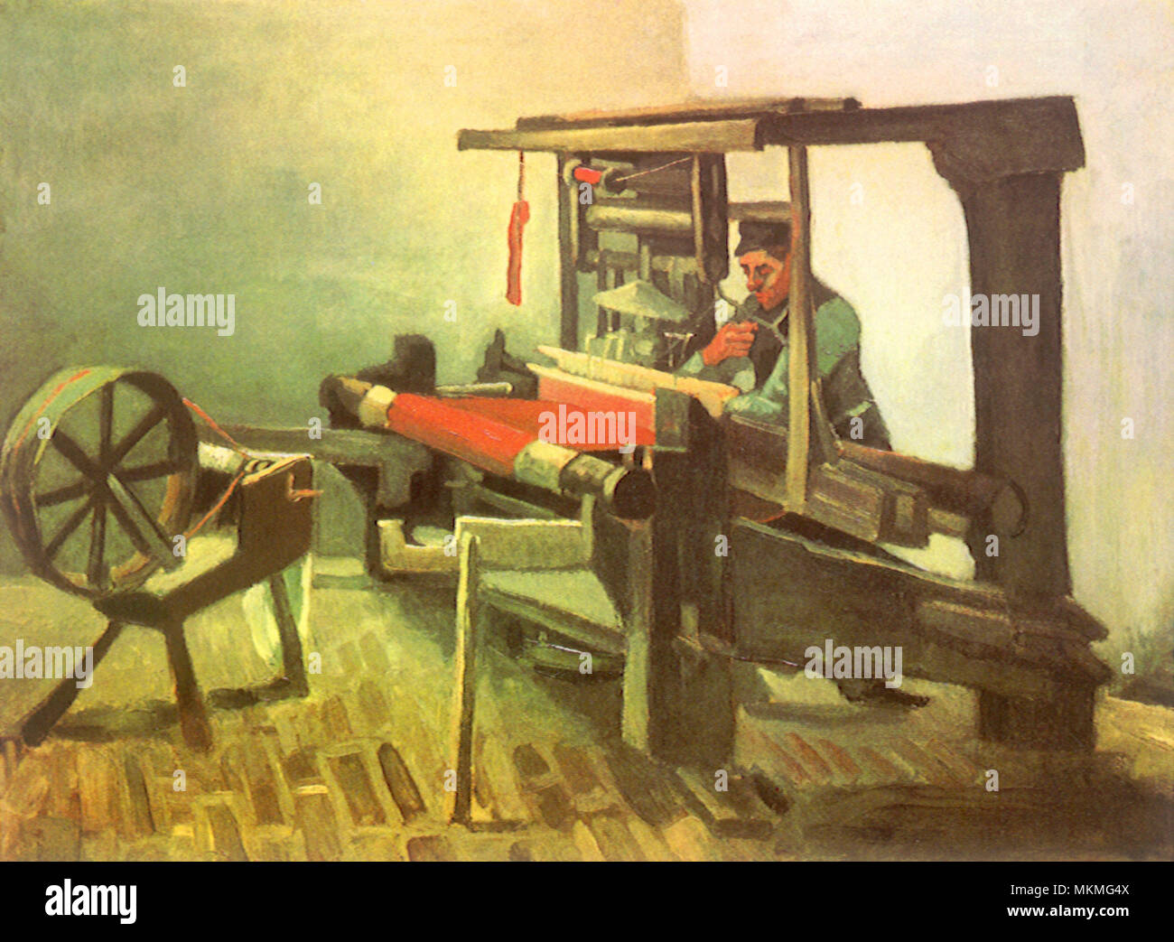 Weaver Facing Left, with Spinning Wheel Stock Photo - Alamy