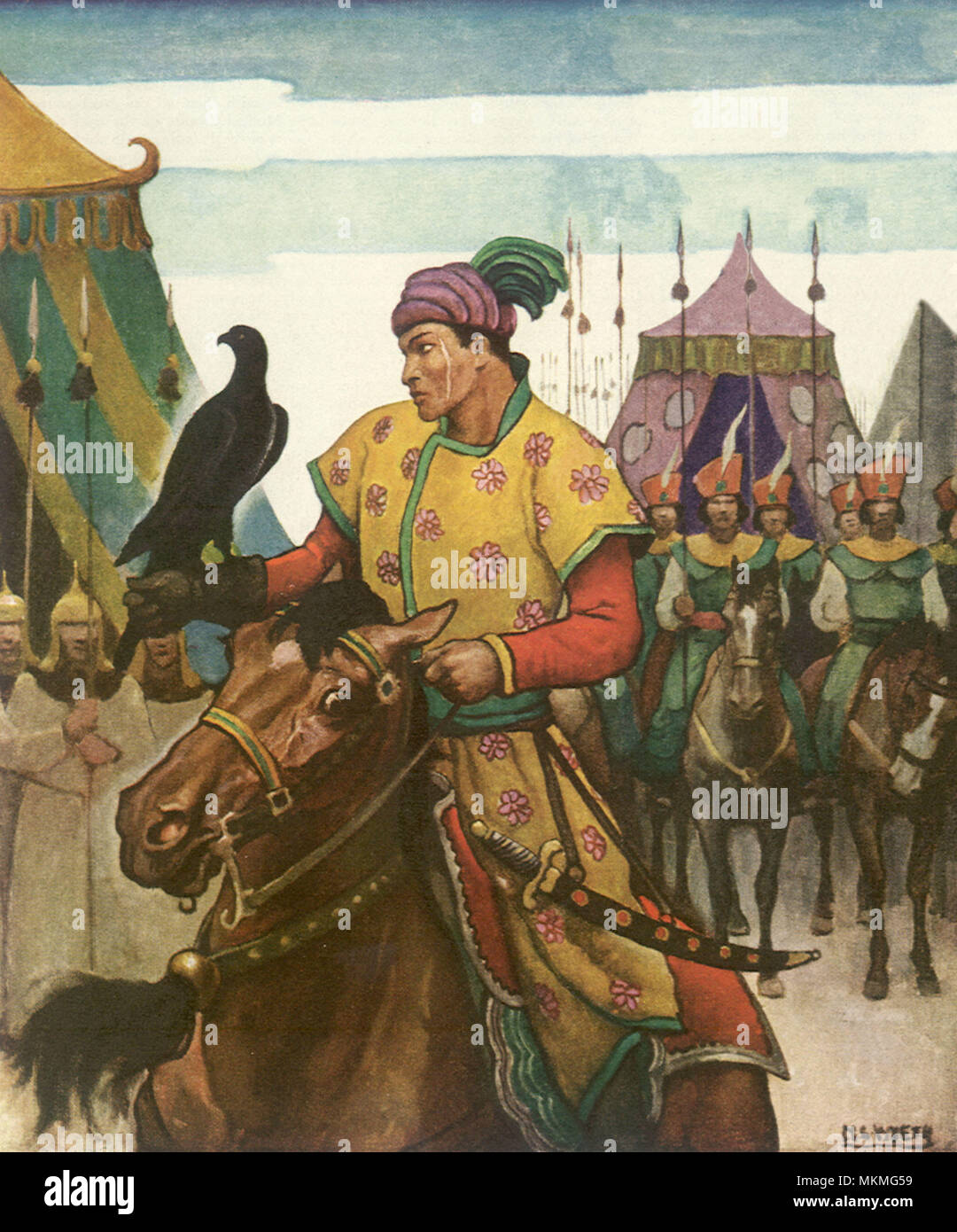 Falconer with Troops Stock Photo - Alamy