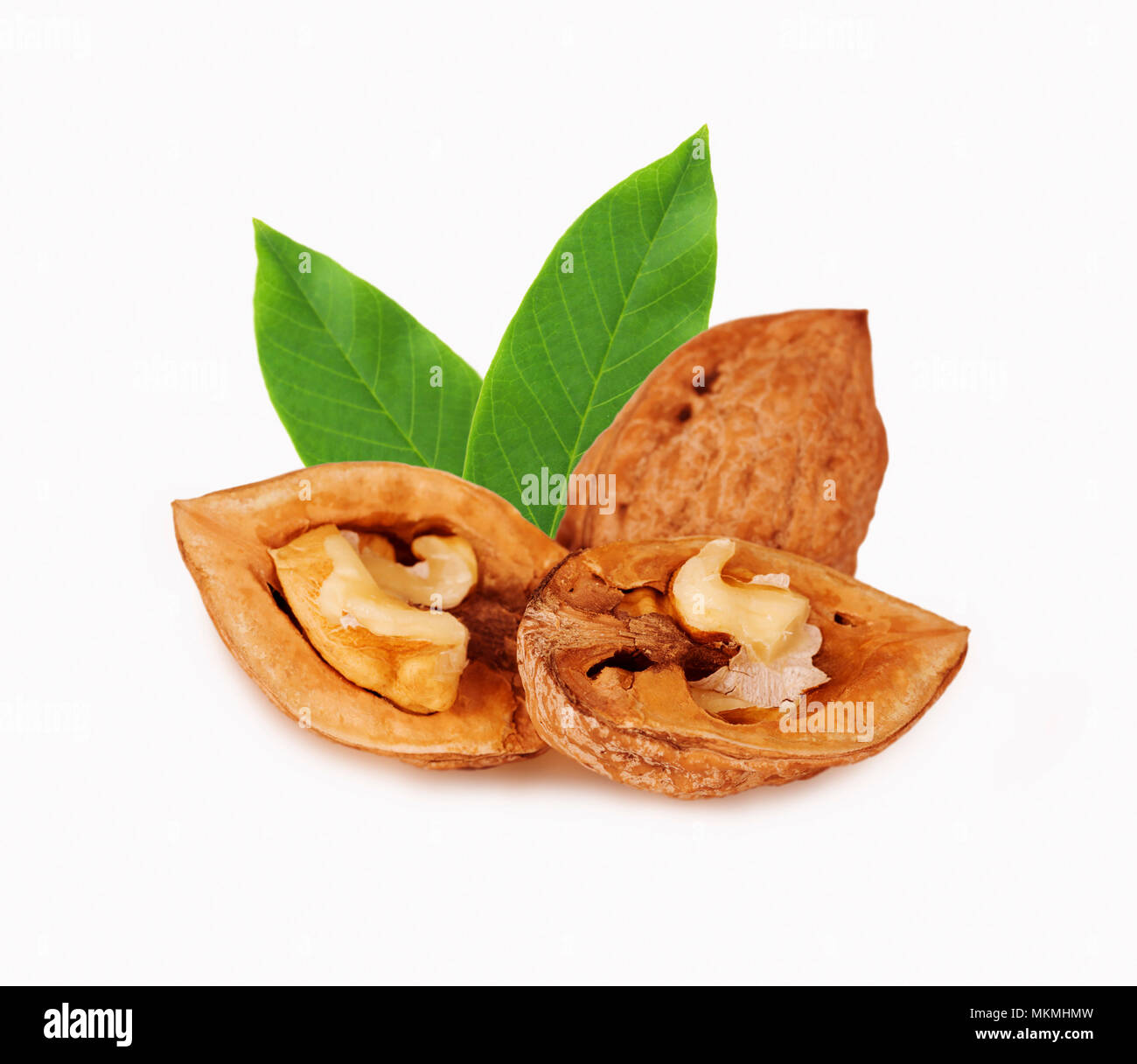walnuts and leaves isolated on white background Stock Photo - Alamy