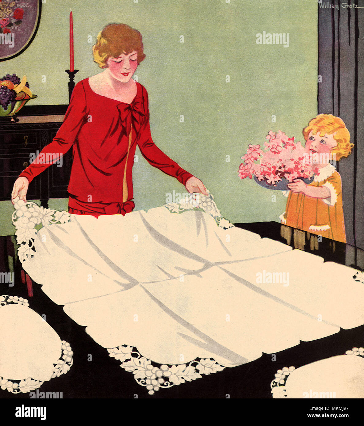 Helping Mom Set Table Stock Photo - Alamy