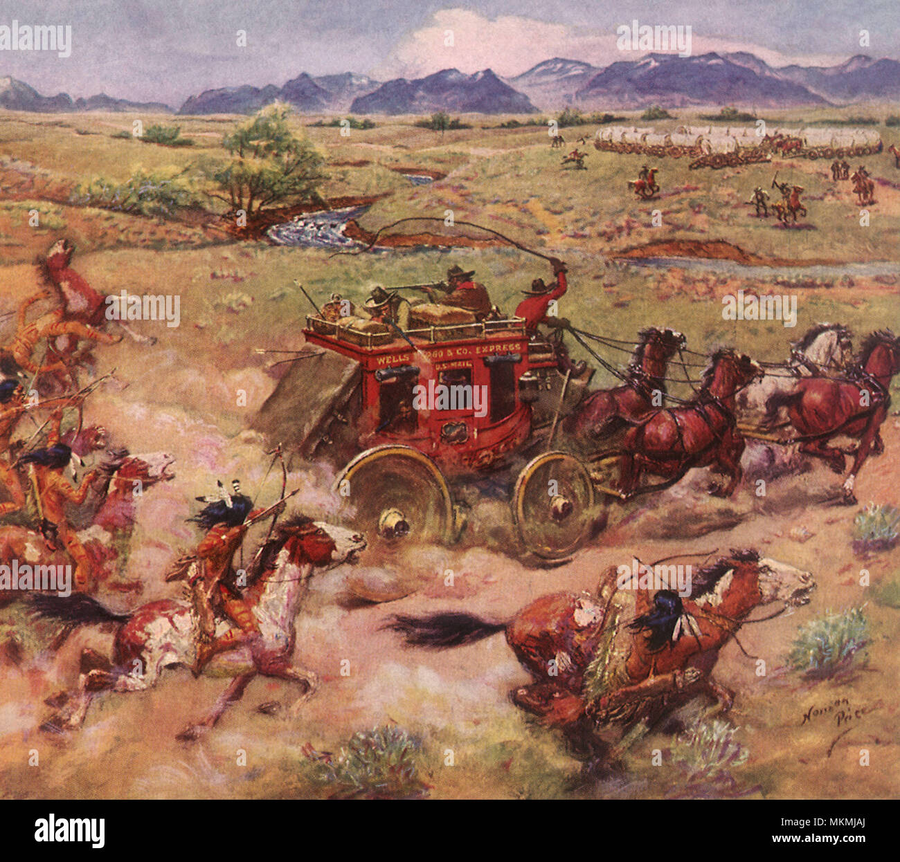 Stagecoach indian attack hi-res stock photography and images - Alamy