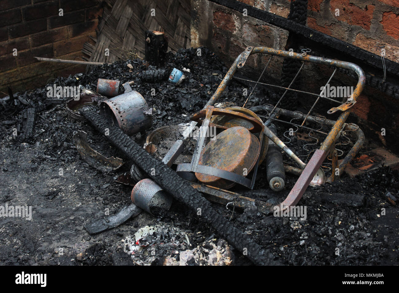 A house catch fire and gas cylinder burst. (Photo by David Talukdar ...