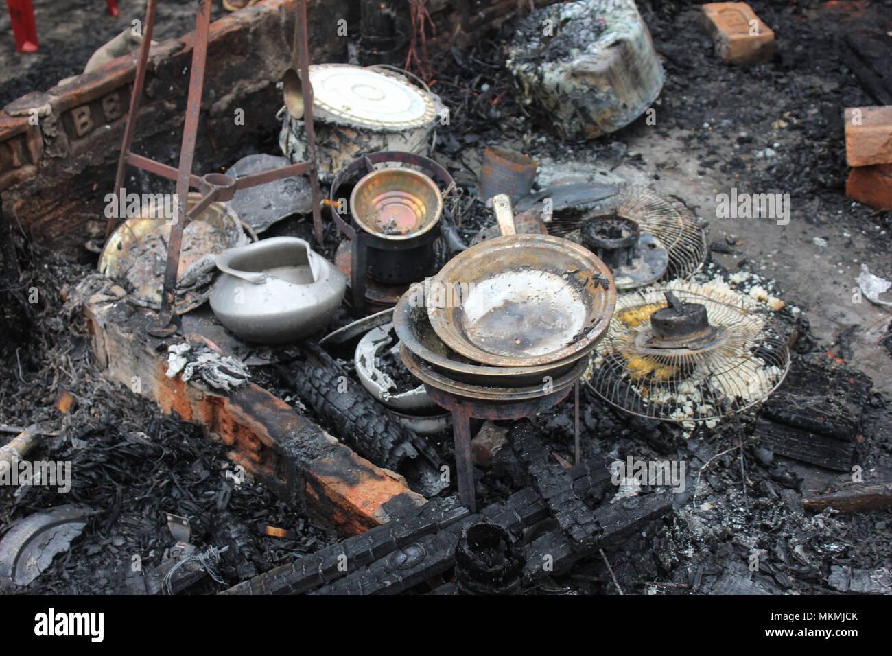 A house catch fire and gas cylinder burst. (Photo by David Talukdar ...