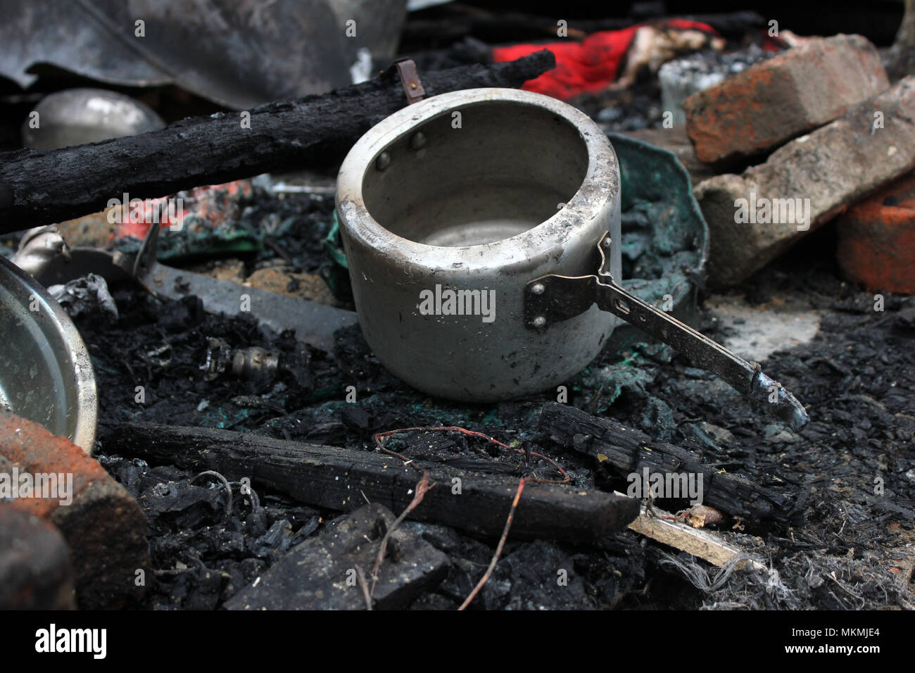 A house catch fire and gas cylinder burst. (Photo by David Talukdar ...