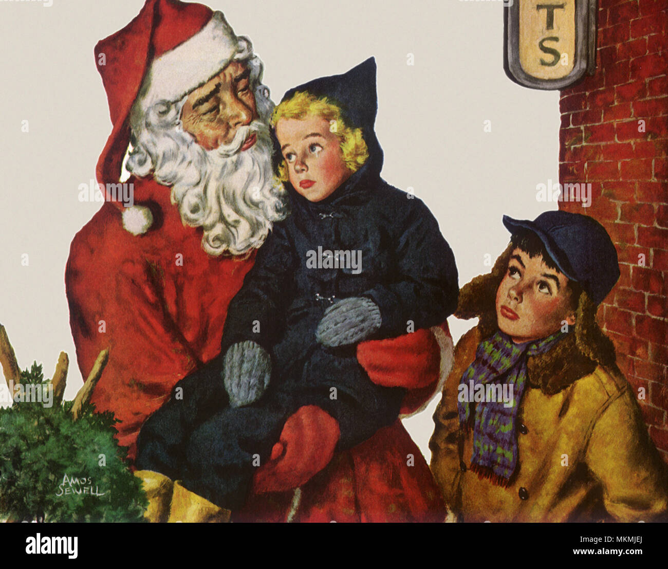 Santa Comforts Girl Stock Photo - Alamy